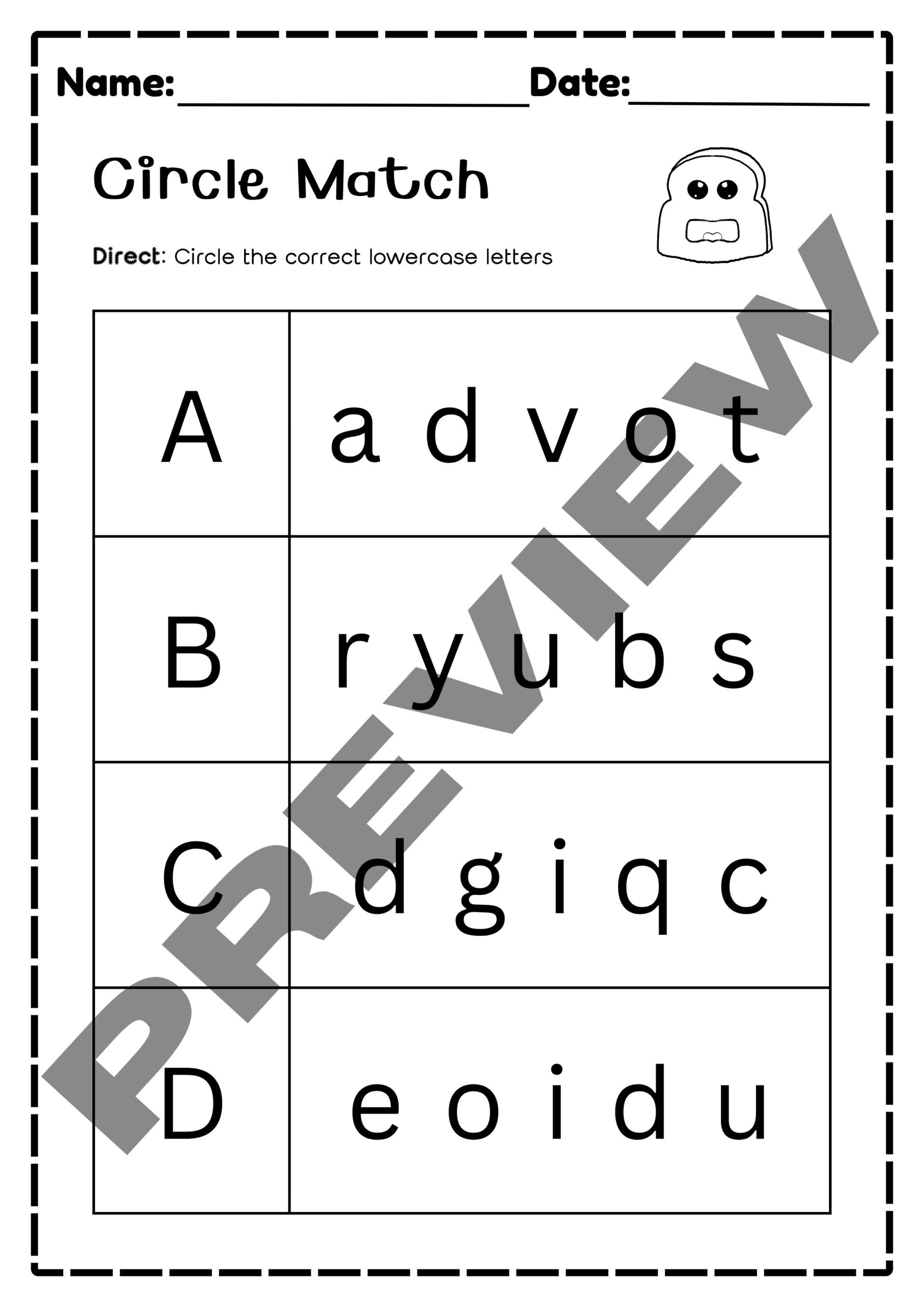 Alphabet Matching & Tracing Worksheets | Uppercase and Lowercase Letter ...