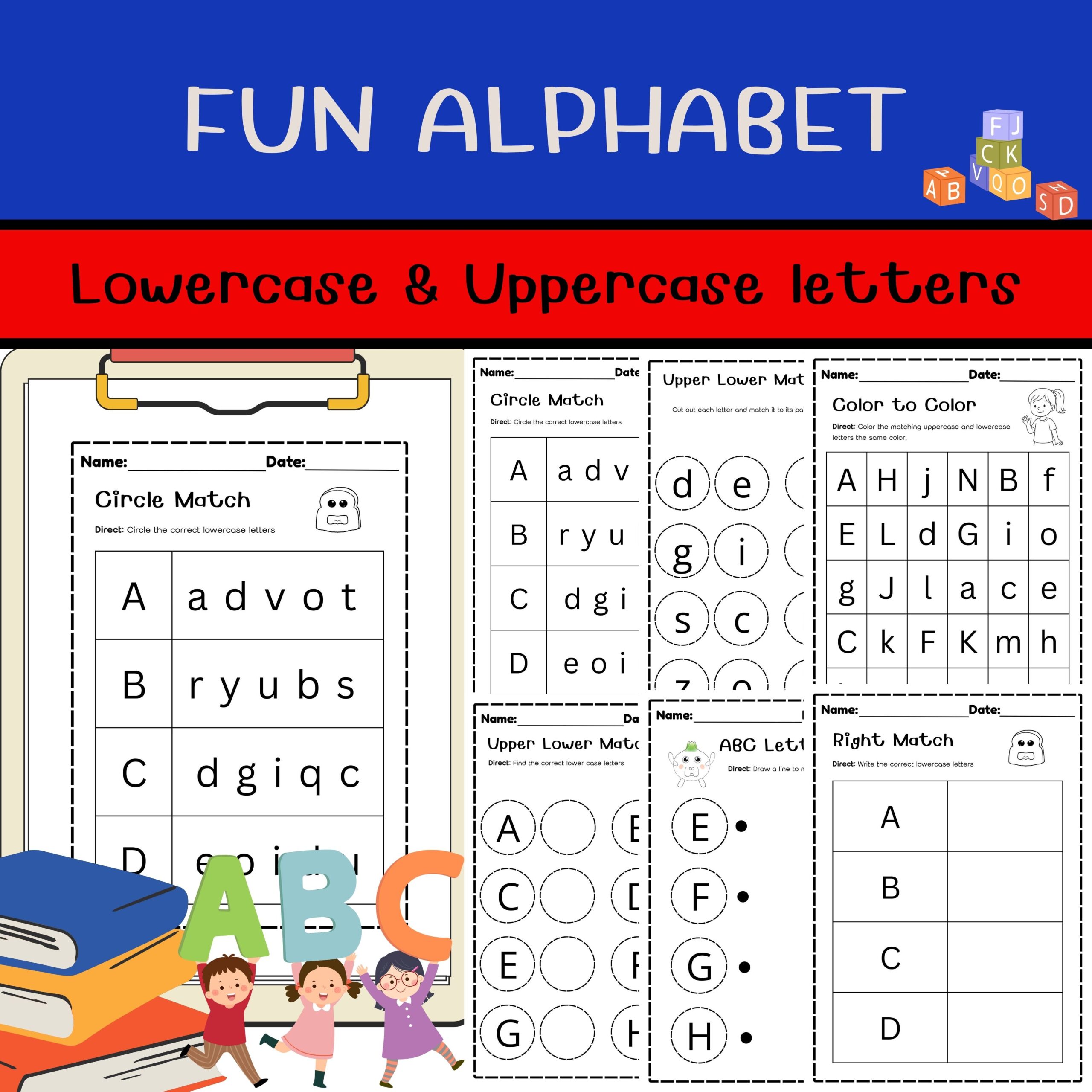 Alphabet Matching & Tracing Worksheets | Uppercase and Lowercase Letter ...