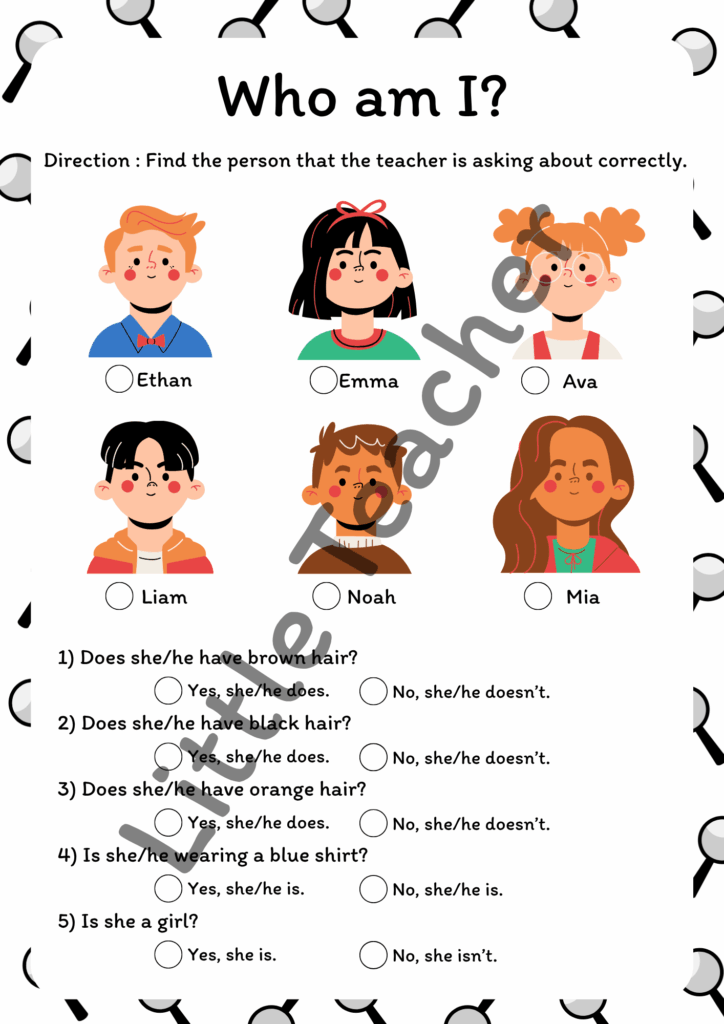 Who am I? – Worksheets – BOSEBOSH STORE
